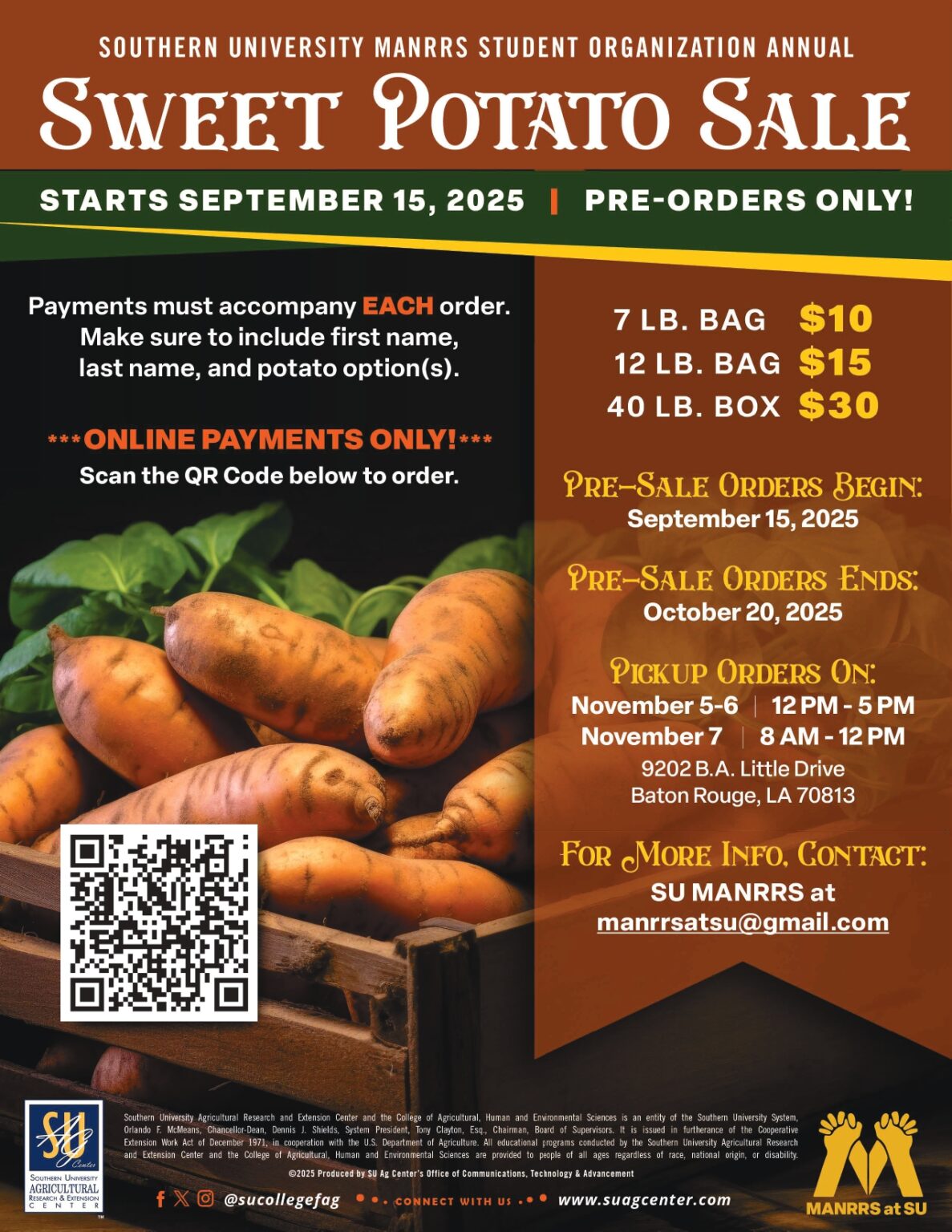 MANRRS at SU Annual Sweet Potato Sale | Southern Foundation